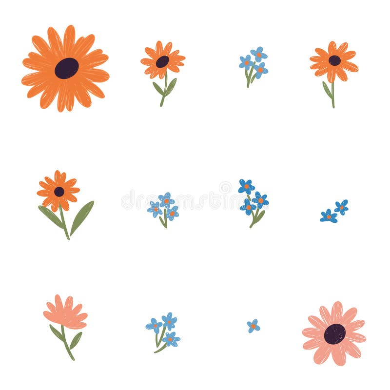 Bright Floral Elements for Spring Designs. Cheerful Floral ...