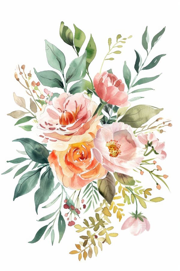 Bright Flowers on White Background Stock Photo - Image of floral ...