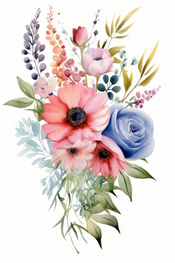 Bright Flowers on White Background Stock Image - Image of abstract ...