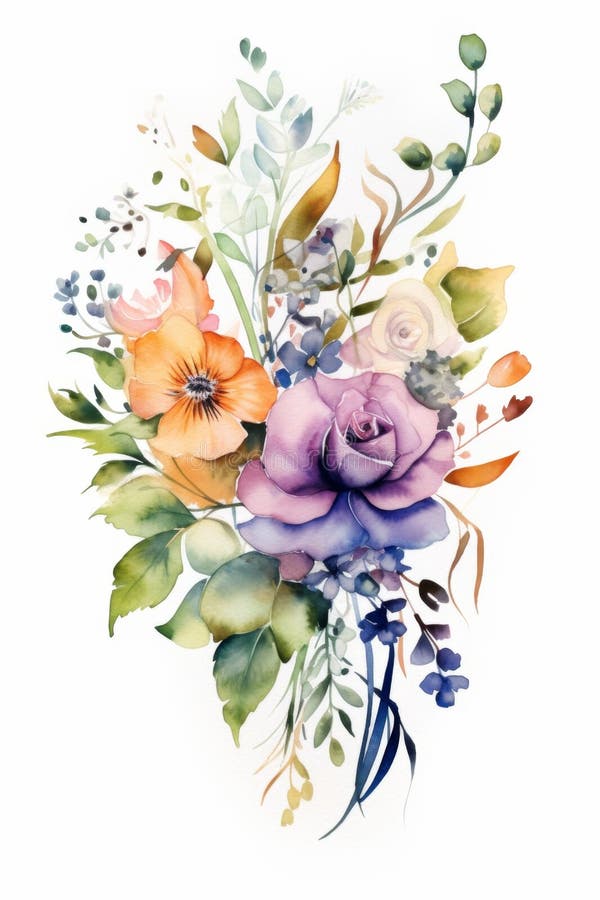 Bright Flowers on White Background Stock Illustration - Illustration of ...