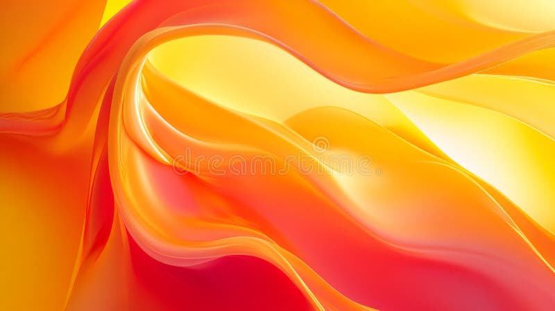 Bright Fluid Shapes in Shades of Yellow and Red Flow Smoothly Around ...