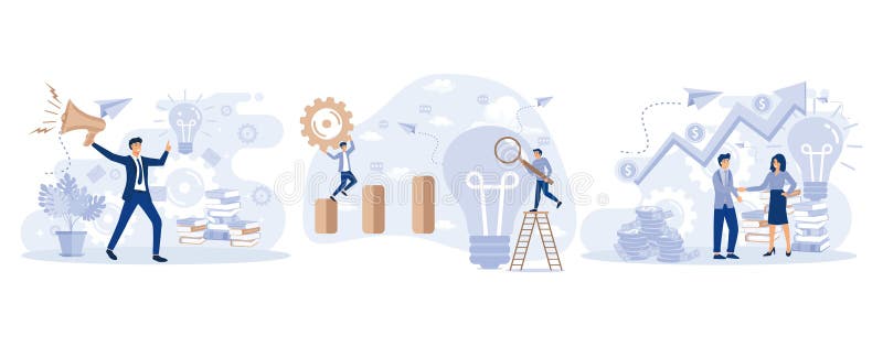 Creative Thinking. People with Different Mental Mindset Types or Models Creative. Imaginative ...