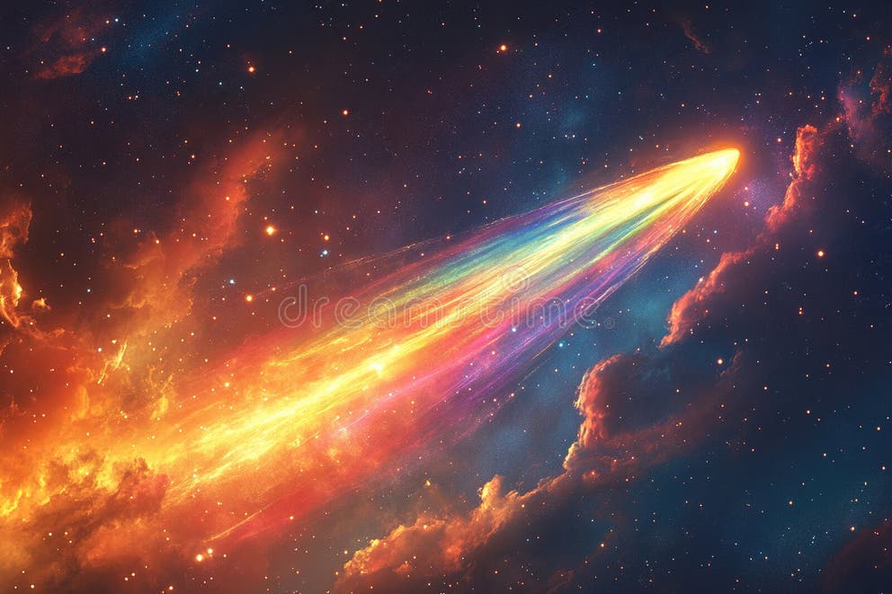 A Bright Flying Object in the Form of a Comet or Meteor in Space ...