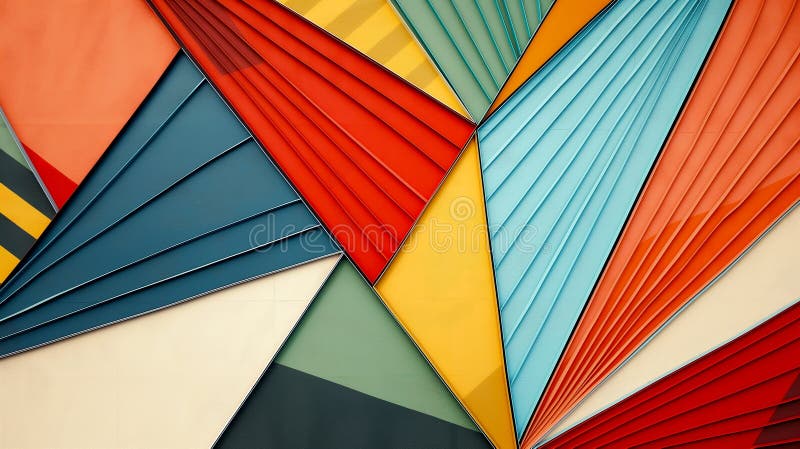 Bright, Folded Paper-like Geometric Shapes Interlock, Creating a ...