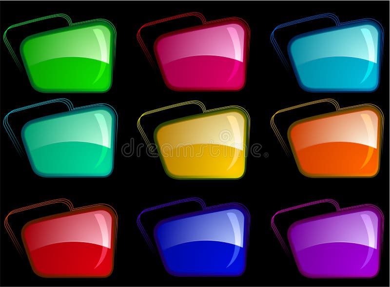 Bright Folders with Different Color and Themes Stock Illustration ...