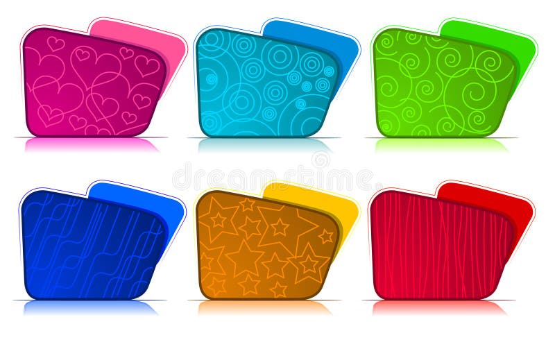 Bright Folders with Different Color and Themes Stock Illustration ...