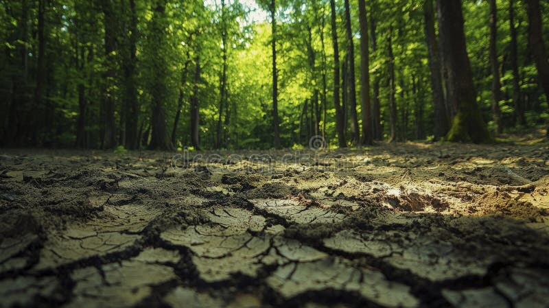 Bright Forest Scene with Parched Earth Texture Stock Illustration ...