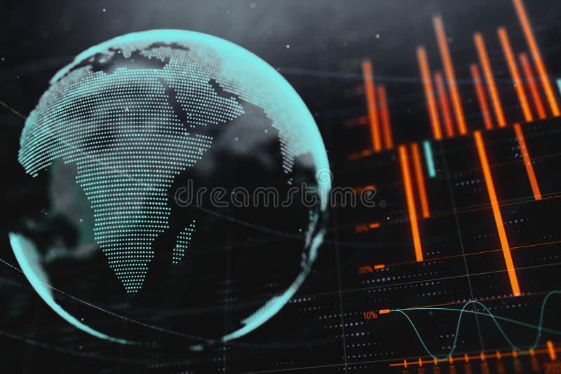 Bright Forex Chart Texture with Map Stock Illustration - Illustration ...