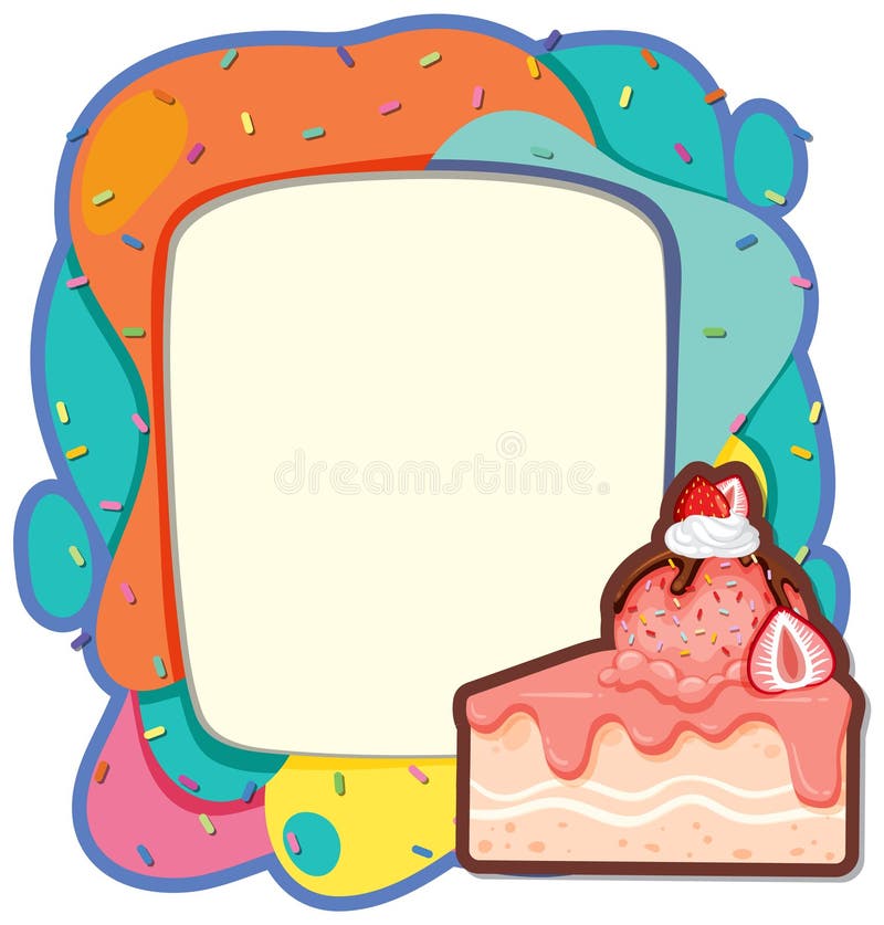 Bright Frame with a Cake Slice Stock Vector - Illustration of vector ...