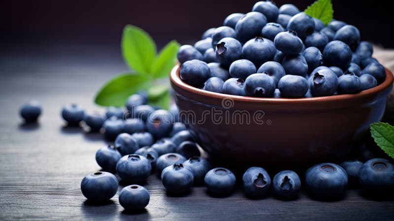Bright and Fresh Blueberries in a Bowl AI Generated Stock Illustration ...
