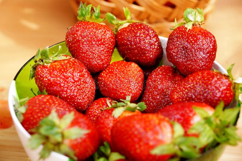 Bright Fresh Strawberry in a Round Container Stock Photo - Image of ...