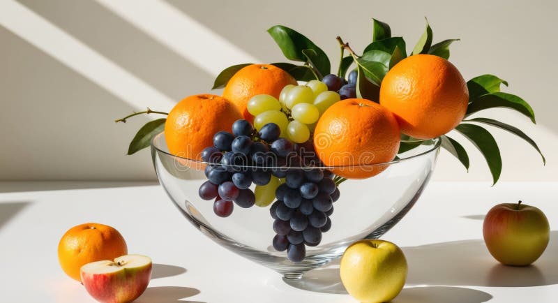 Bright Fruits and a Glass Vessel Create a Cheerful Display. Stock ...