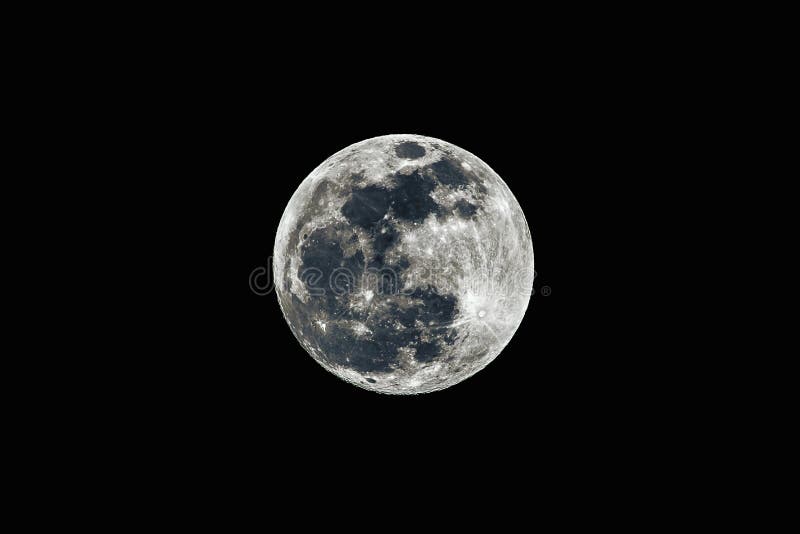 Bright Full Moon Illuminates a Clear Night Sky Stock Photo - Image of ...