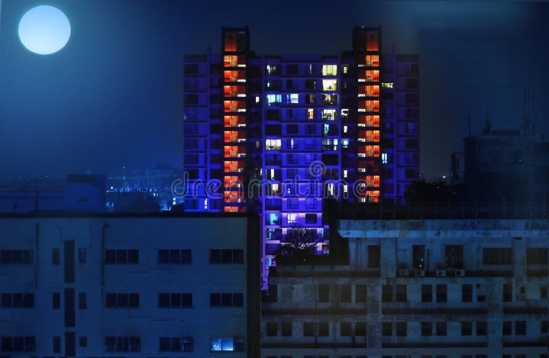 Bright full moon stock photo. Image of landscape, star - 324144420