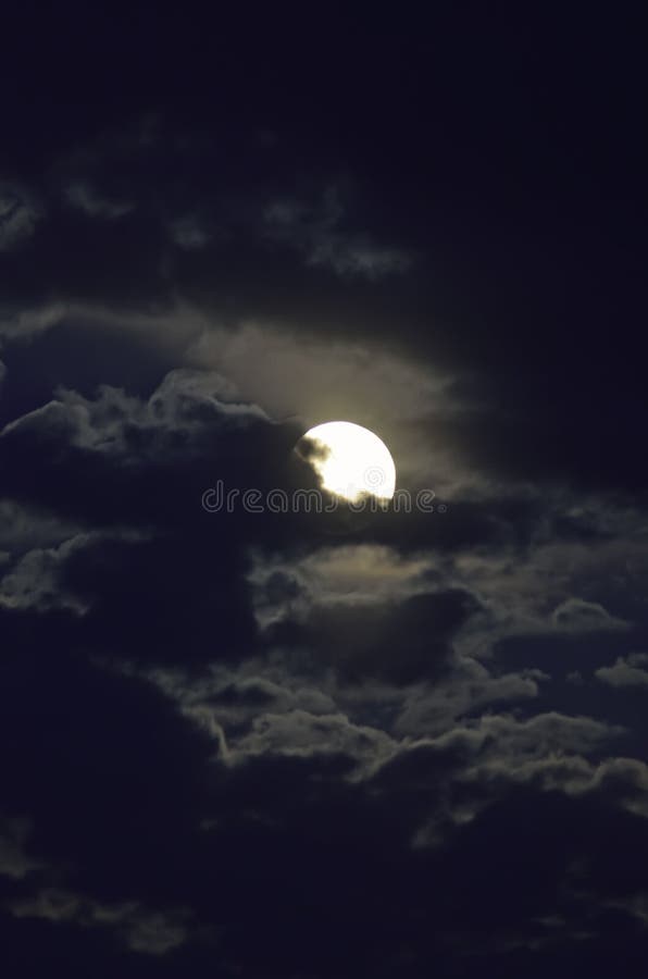 Bright Full Moon and Cloudy Night Sky Stock Photo - Image of moon ...