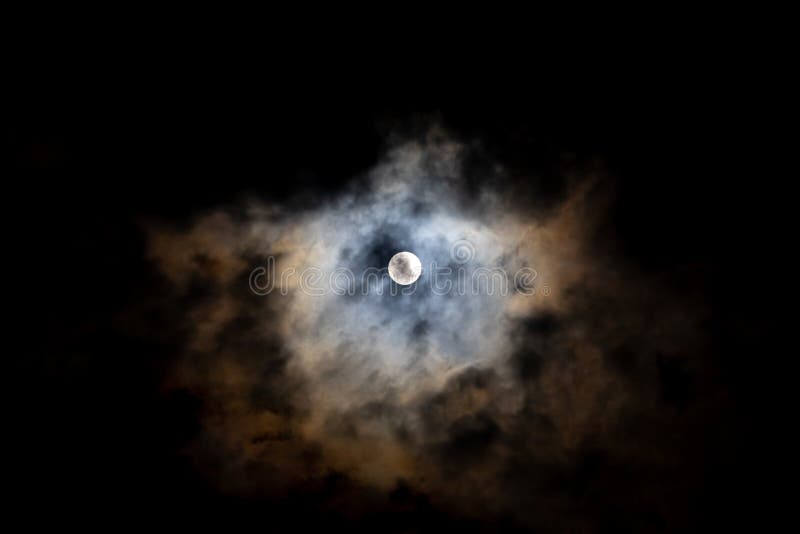 Bright Full Moon on Cloudy Scene of Night Sky Stock Image - Image of ...