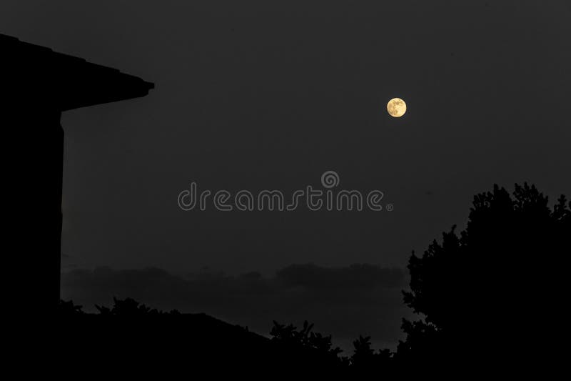 Full Moon Over Rooftops Sicily Stock Photo - Image of moon, moonlight ...