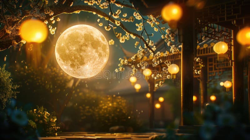 A Bright Full Moon Lights Up the Dark Night Sky Stock Photo - Image of ...