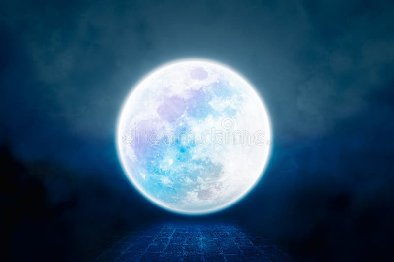 Bright Full Moon or Moonlight in Night Sky Stock Photo - Image of ...