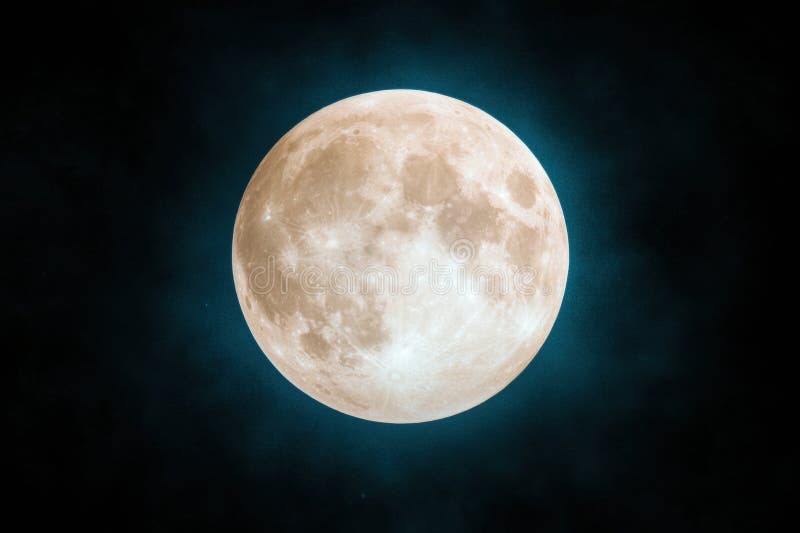 Bright Full Moon in Night Sky Stock Illustration - Illustration of ...