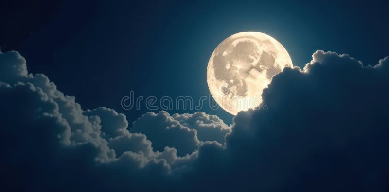 Bright Full Moon Peeking through Storm Clouds, Radiant, Shadow Stock ...