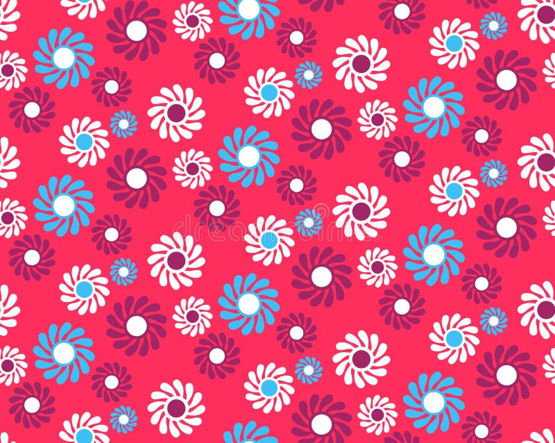 Bright Fun Abstract Seamless Pattern with Flowers Isolated on Vi Stock ...