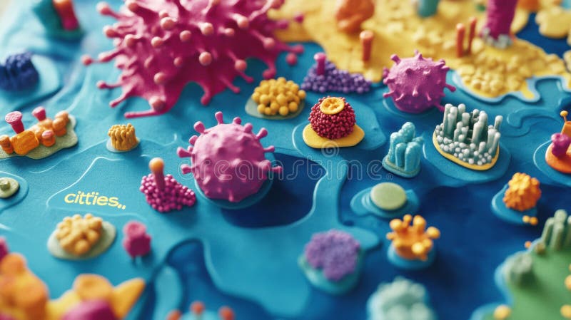 Playful Map Depicting Bacteria Colonies As Colorful Cities Filled with ...