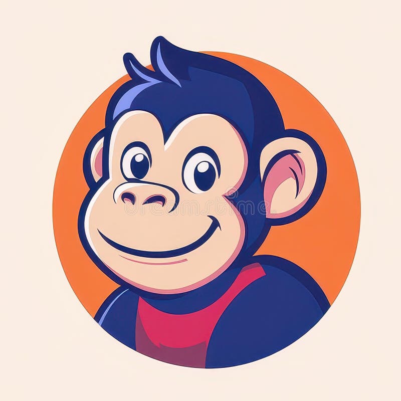 Bright and Fun Monkey Logo, Crafted in Modern Flat Style with Textures ...