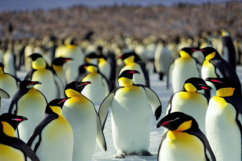 Bright Funny Emperor Penguins Living at South Pole. Stock Illustration ...