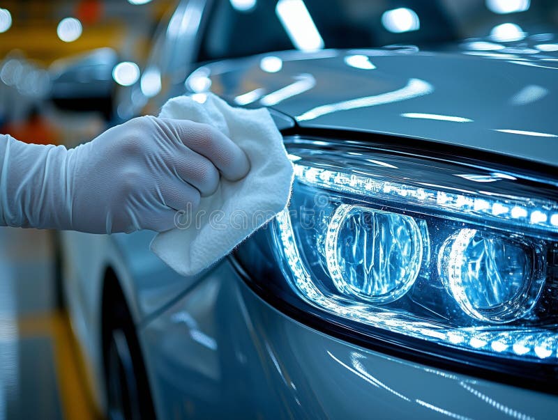 A Bright Future: Cleaning Auto Lights Stock Illustration - Illustration ...