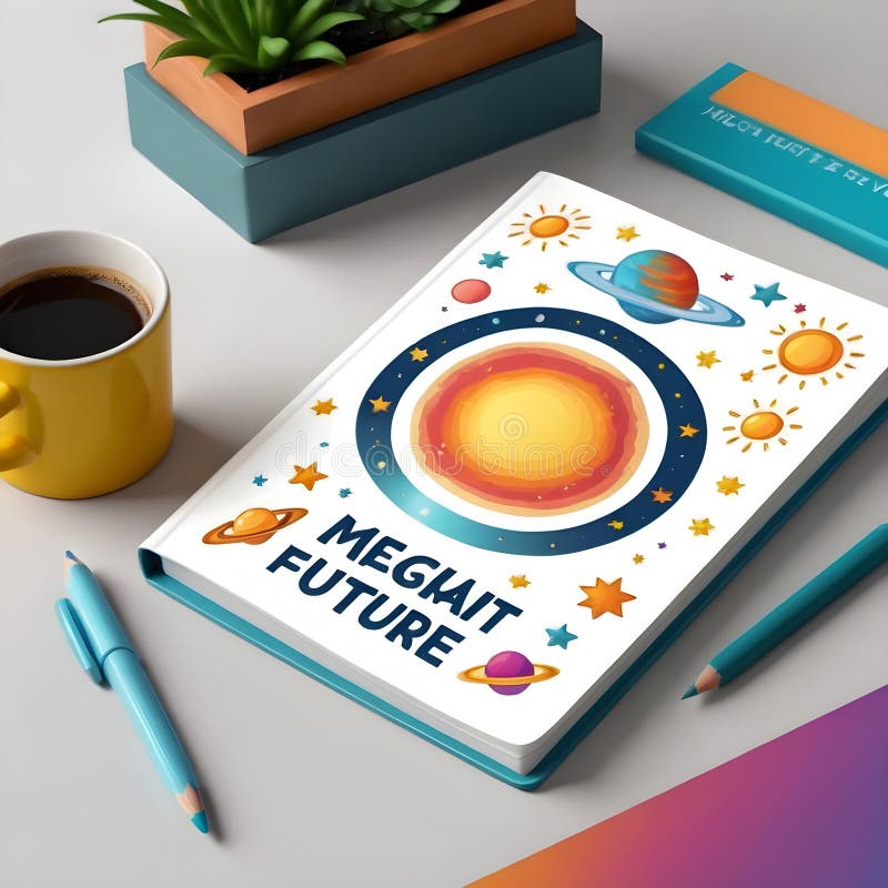 Bright Future-Themed Journal Mockup Stock Illustration - Illustration ...