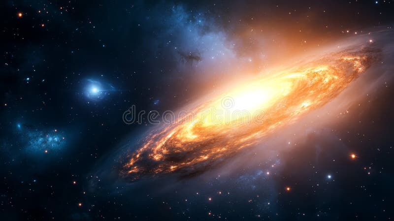 Bright Galactic Core in Deep Space with Stars Stock Illustration ...