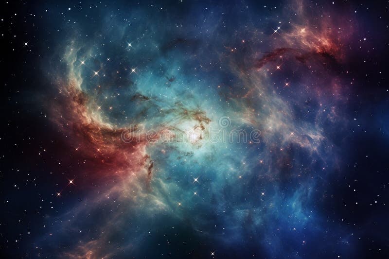 Bright Galactic Formation with Deep Space Elements. Generative AI Stock ...