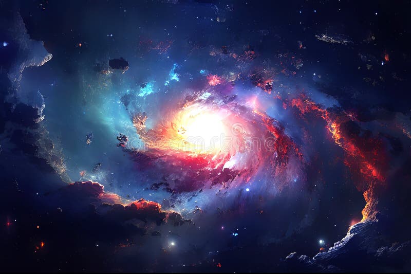 Bright Galaxy with Starry Light and Nebula Stock Illustration ...