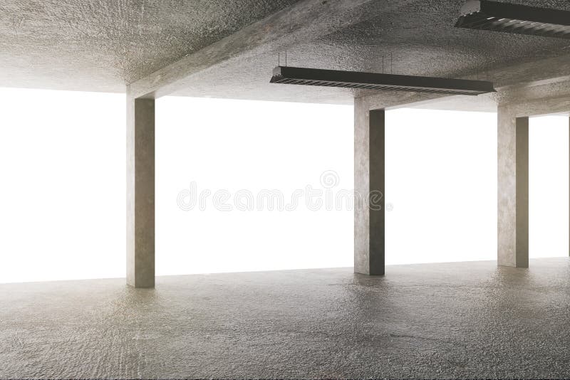 Bright garage with columns stock illustration. Illustration of clean ...