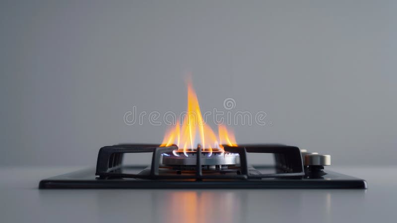Bright Gas Flame Burning on a Gas Stove Showcasing Cooking Potential in ...