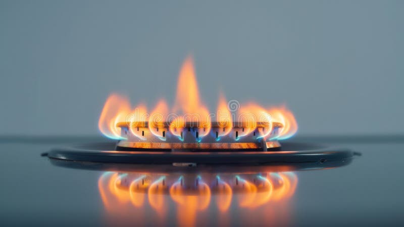 Gas Flame Dancing on a Stove Top Showcasing Cooking Potential in a ...