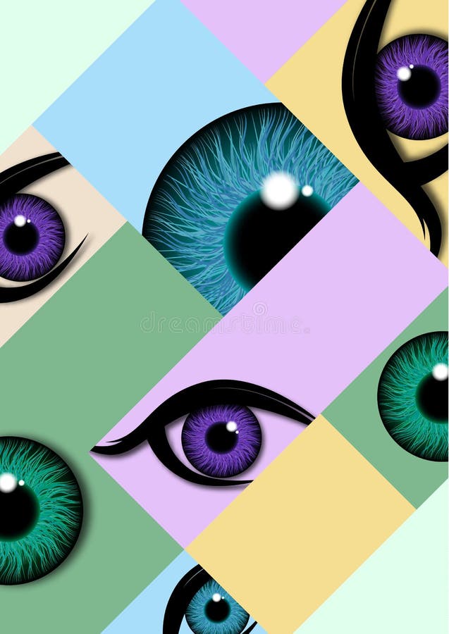 Bright Geometric Banner. Eye, Pupil, See. Creative Design for Banner ...