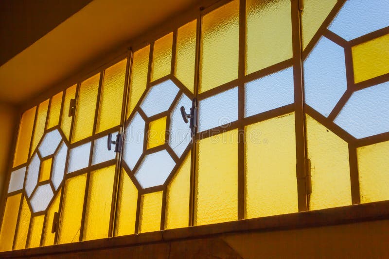 A Bright and Geometric Glass Window Stock Photo - Image of window ...