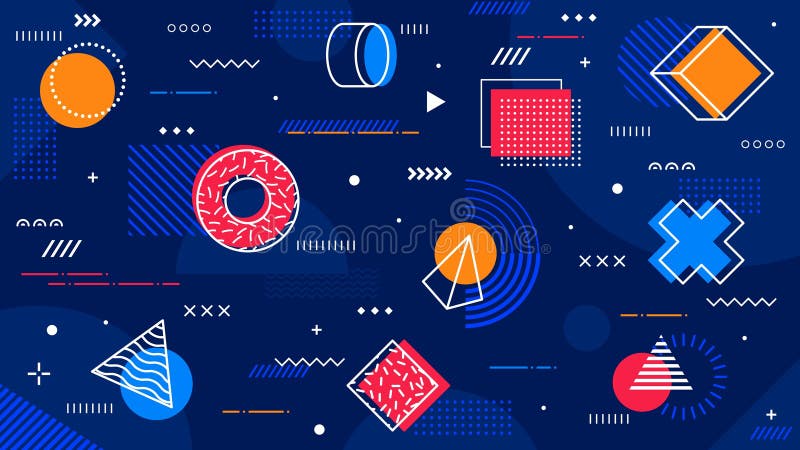 Bright Geometric Memphis Shapes Seamless Pattern Stock Illustration ...