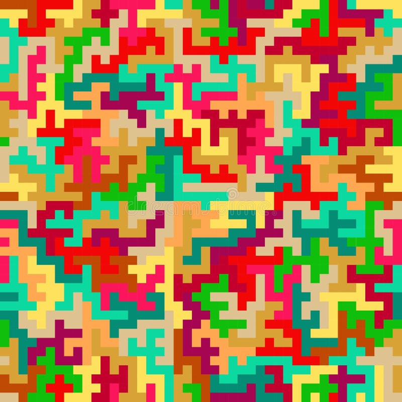 Bright Geometric Pixel Seamless Repeating Pattern Stock Illustration ...