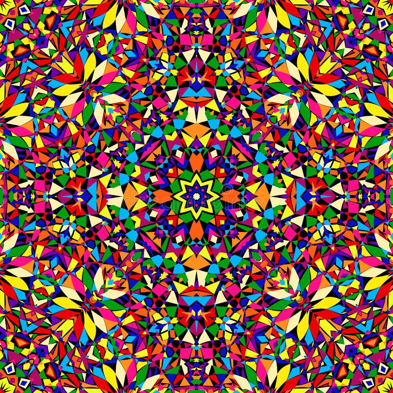 Bright Geometric Seamless Kaleidoscope Pattern Stock Illustration ...