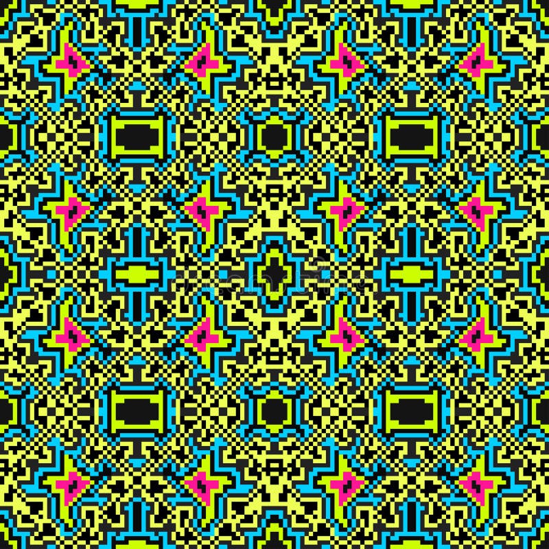 Bright Geometric Seamless Pattern of Colored Pixels Stock Vector ...