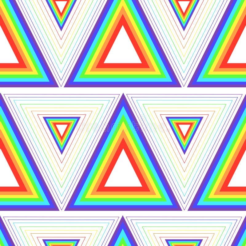 Bright, Geometric Seamless Pattern of Triangles, Color Rainbow Stock ...
