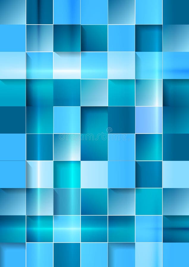 Bright Geometric Tech Blue Squares Background Stock Vector ...