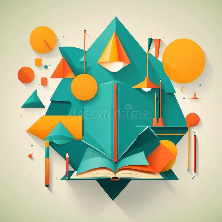 Flat Vector Collage of Abstract Learning Tools in Bright Geometric ...