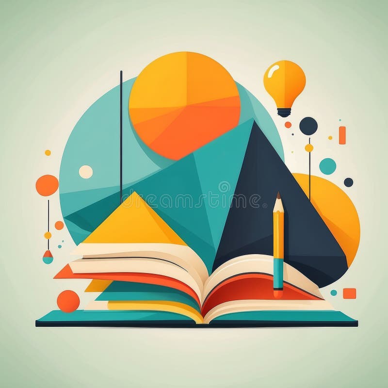 Flat Vector Collage of Abstract Learning Tools in Bright Geometric ...