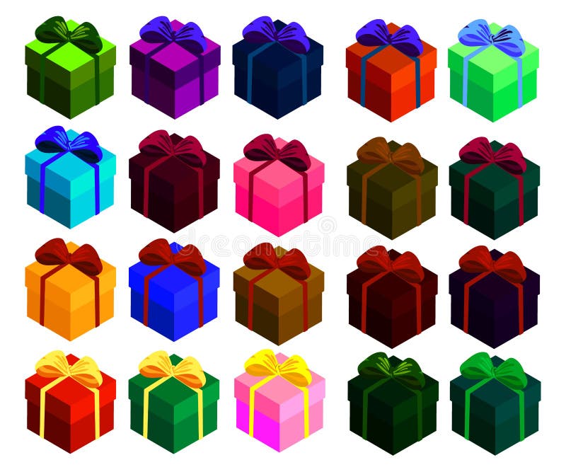 Bright gift boxes set 1 stock vector. Illustration of stickers - 124026284