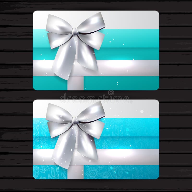 Bright Gift Cards with Silver Bow Stock Vector - Illustration of design ...