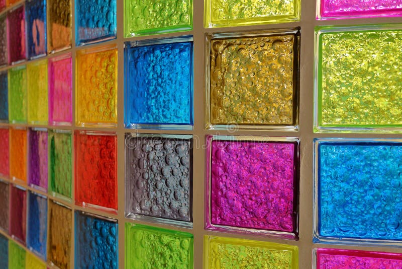 Bright glass blocks wall stock photo. Image of modern - 147930520